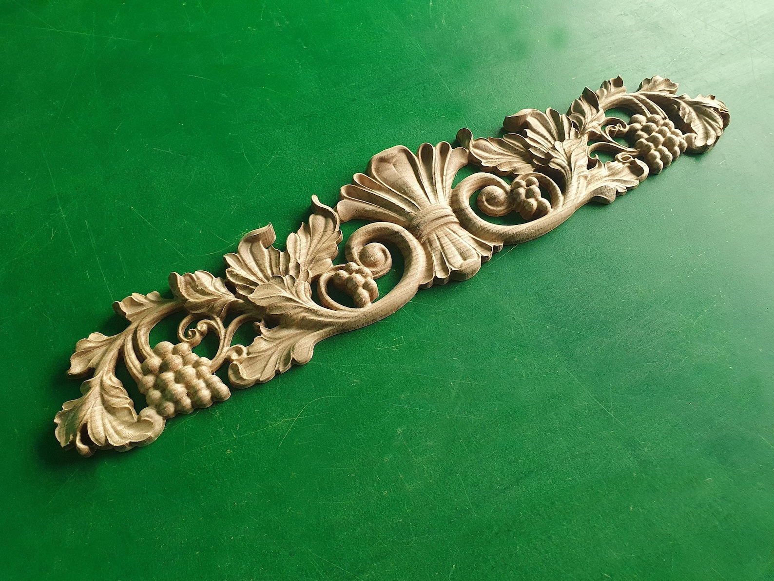 Wood Onlay Grapes, Carved Flower, Horizontal Decor, Carved Decoration ...