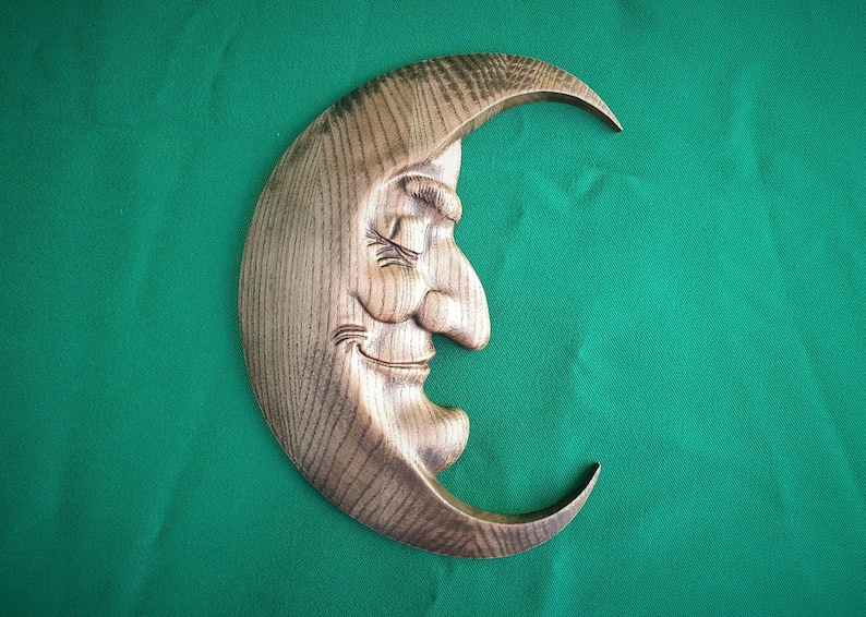Half Moon Face Wall Decor Crescent Wall Hanging Wood Wall - Etsy UK