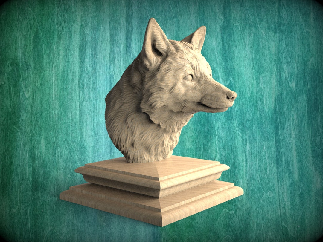 Fox Bust Made of Wood, Fox Wooden Finial for Staircase Newel Post, Fox ...