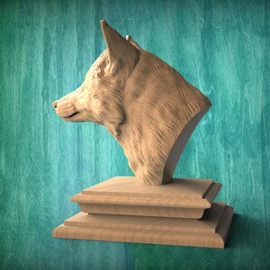 Fox Bust Made of Wood, Fox Wooden Finial for Staircase Newel Post, Fox ...