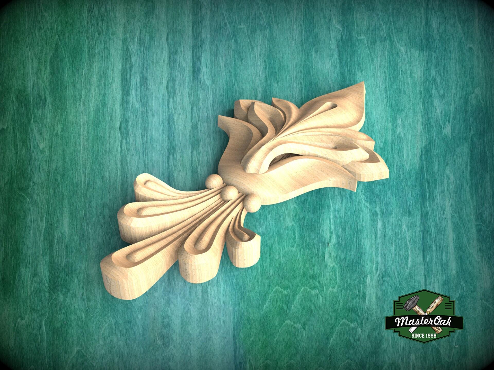 Fleur-de-lis Flourish: Vertical Wooden Carved Overlay, 1 Pc, Unpainted ...