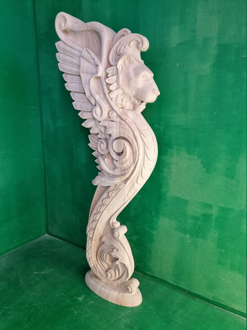 Griffin Carved Wood Lion - Etsy