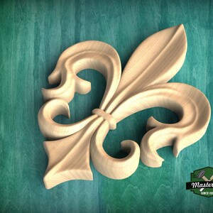 French Style Fleur-de-lis Wood Carving for Interior Decor, 1 Pc ...