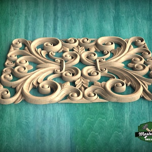 Baroque Elegance: Handcrafted Wooden Panel, Carved Wood Onlay, 1pc ...