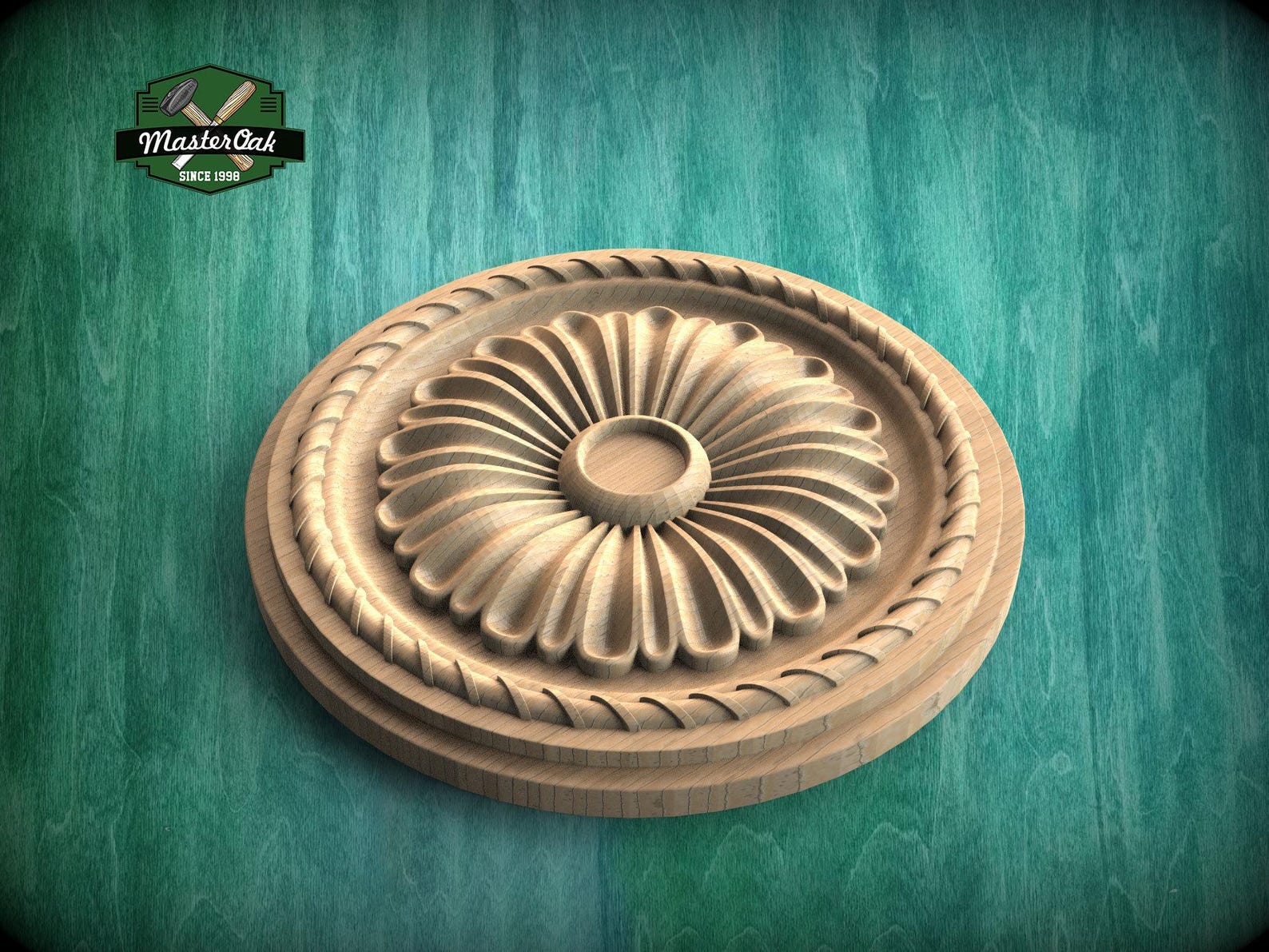 Classic Wooden Ceiling Rosette, Sunburst Carved Design, Elegant Home ...