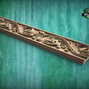 Romantic Flowers Wood Carved Moulding – Classic Frieze Design, 40" , 1 ...