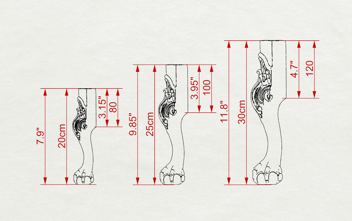 Legs With Eagle's Claws Set 2pc Classic Style Legs | Etsy