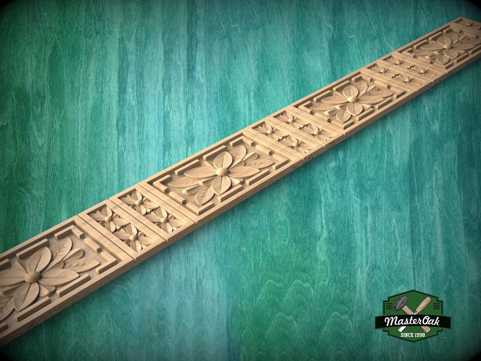 Carved Flower Moulding – Decorative Wooden Rosette Strip, Option 1, 40 ...