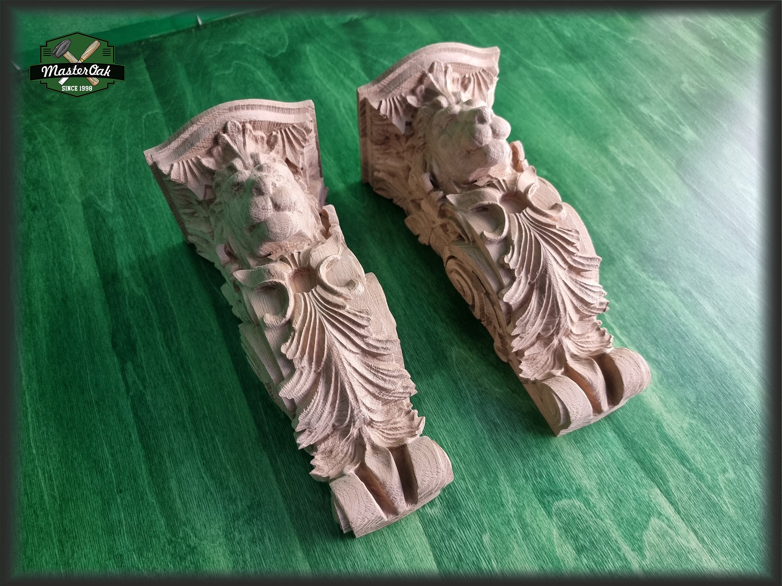 Pair of Corbels Lion Unpainted Decorative Carved Wooden - Etsy Canada