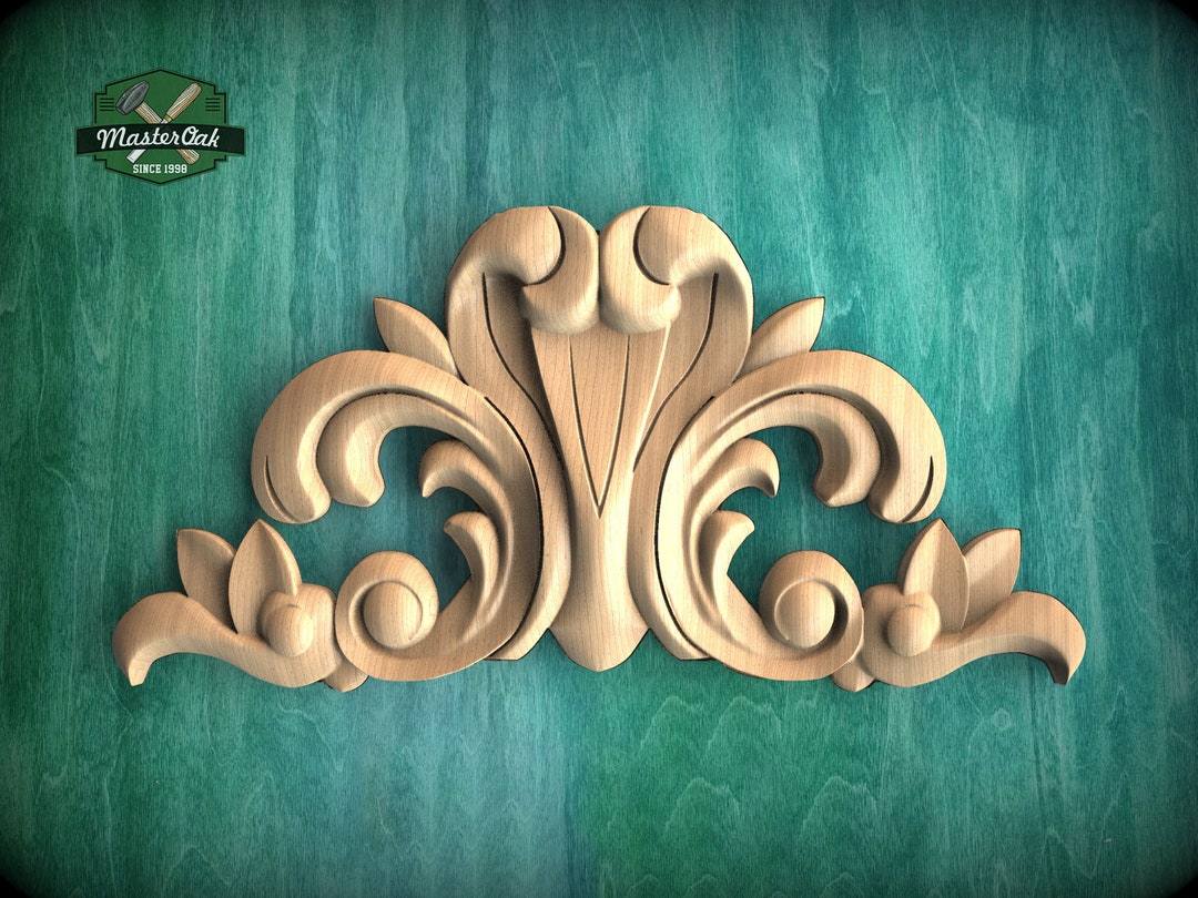 Ornamental Flourish Wood Carved Onlay – Classic Charm, 1 Pc, Unpainted ...