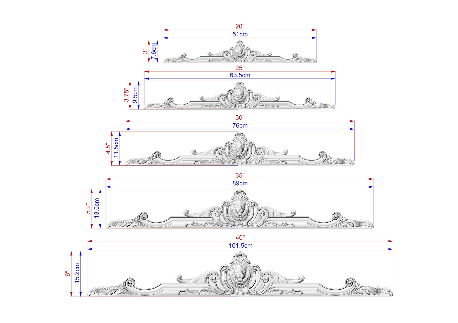 Lion Onlay Above the Entrance Large Oak Floral Center Onlay - Etsy