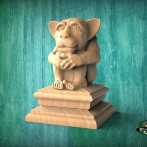 Gothic Imp Wooden Statue, Gargoyle Finial Bed Post, Gargoyle Statue of ...