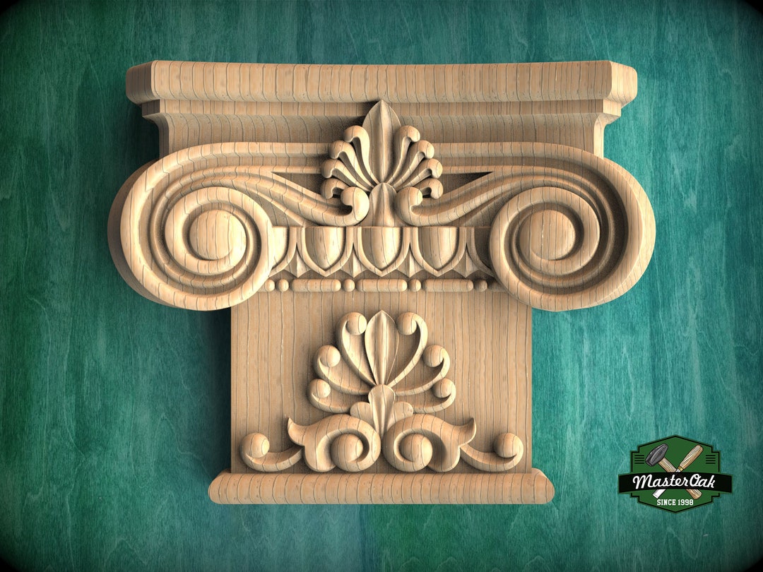 Elegant Ionic Wooden Column Capital, Carved Wooden Capital, 1 Piece ...