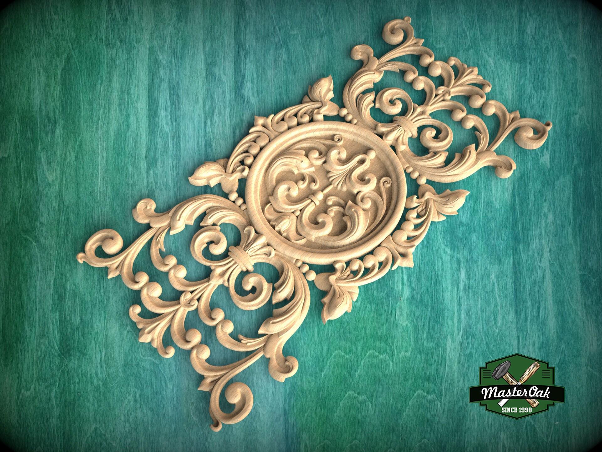 Vertical Filigree Carved Wood Onlay – Intricate Furniture Applique, 1pc ...
