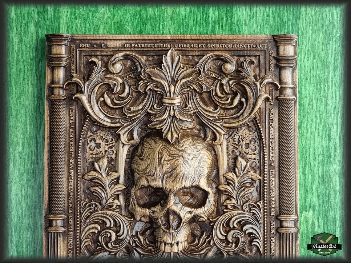Skull Carved Panel Made of Wood Wood Wall Art Carved Skull - Etsy