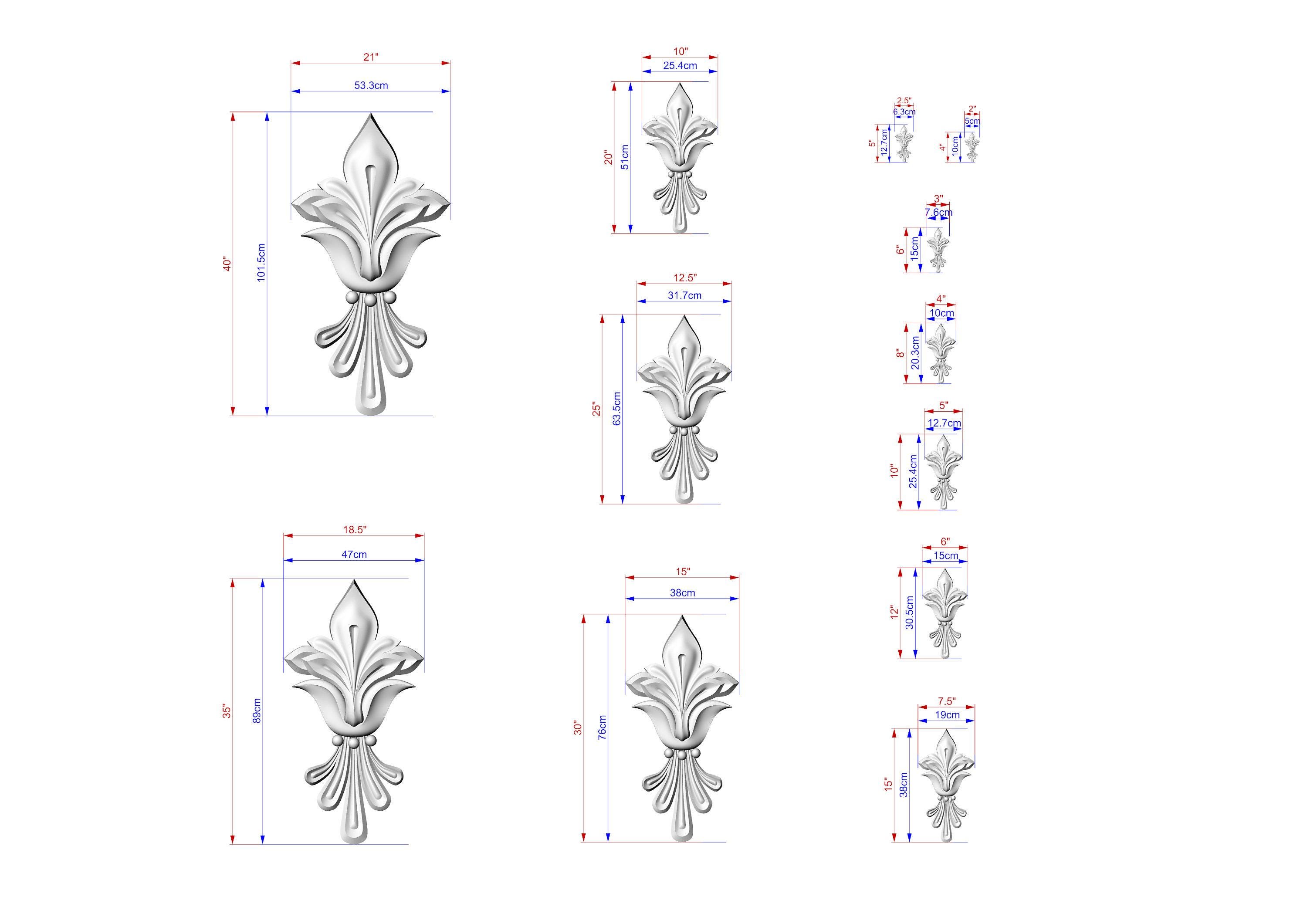 Fleur-de-lis Flourish: Vertical Wooden Carved Overlay, 1 Pc, Unpainted ...