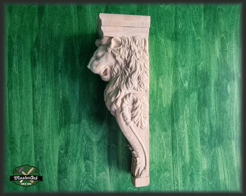 Carved Corbel Lion Unpainted Decorative Carved Wooden | Etsy