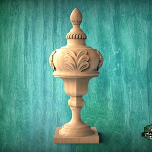 Victory Finial Made of Wood, Carved Post Finials With Square Base ...