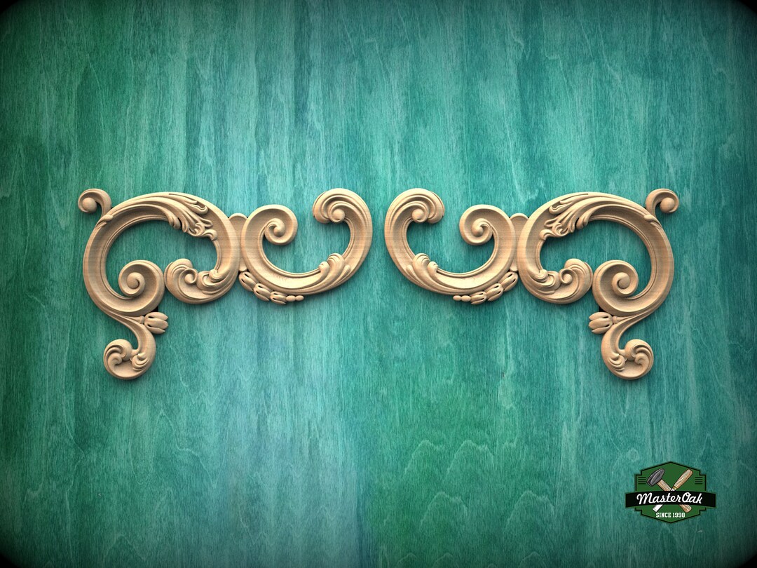 Decorative Wood Baroque Long Corner Onlay, Set of 2pc, Decorative Wood ...