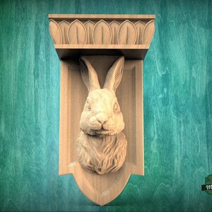 Wooden Rabbit Corbel, Bunny Head Corbel , Rustic Bunny Shelf Support ...