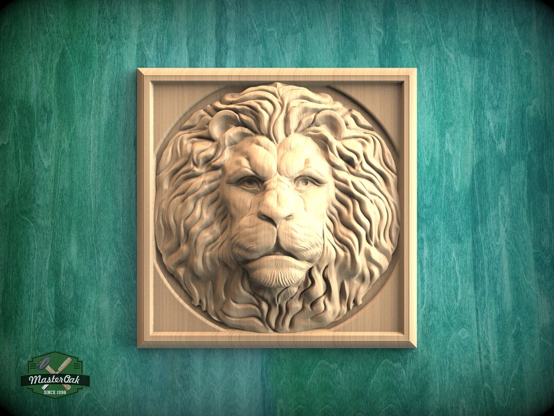 Square Rosette Lion, Carved Lion Head, Unpainted, 1pc, Applique ...