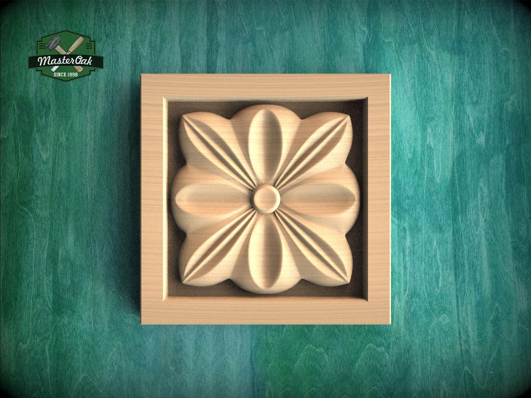 Carved Floral Rosette Block for Elegant Interiors - Etsy