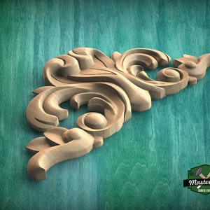Ornamental Flourish Wood Carved Onlay – Classic Charm, 1 Pc, Unpainted ...