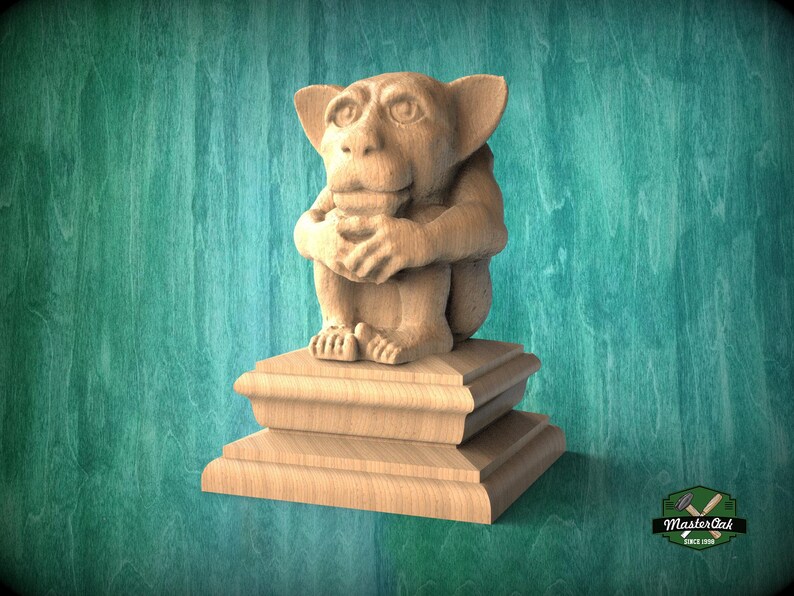 Gothic Imp Wooden Statue, Gargoyle Finial Bed Post, Gargoyle Statue of ...