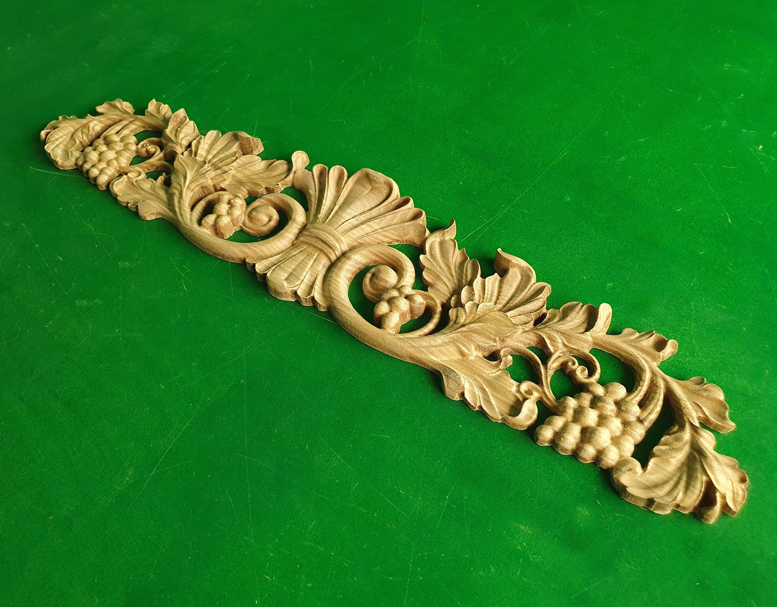 Wood Onlay Grapes Carved Flower Horizontal Decor Carved | Etsy
