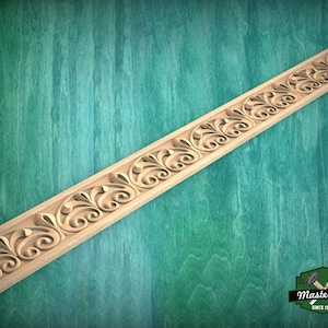 Elegant Fleur Motif: Carved Wood Molding Trim, 40" Decorative Wooden ...