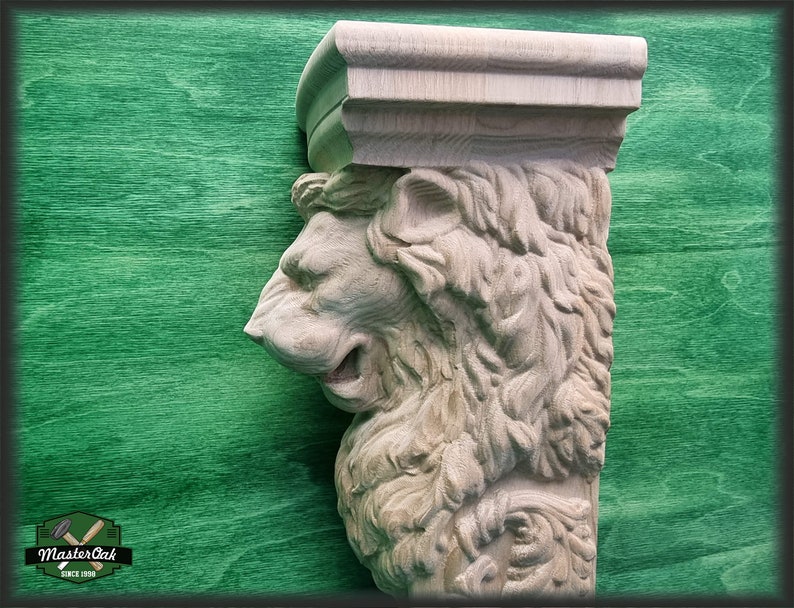 Carved Corbel Lion Unpainted Decorative Carved Wooden - Etsy