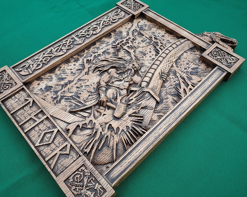 Thor Statue, Ragnarok, Mjollnir, Norse Gods, Wood Carving Altar Heathen ...