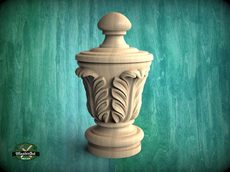 Hardwood Unpainted Classic Finial With Acanthus Leaves Carved - Etsy