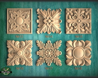 Square Carved Rosette of Wood 1 Piece Home Wall | Etsy