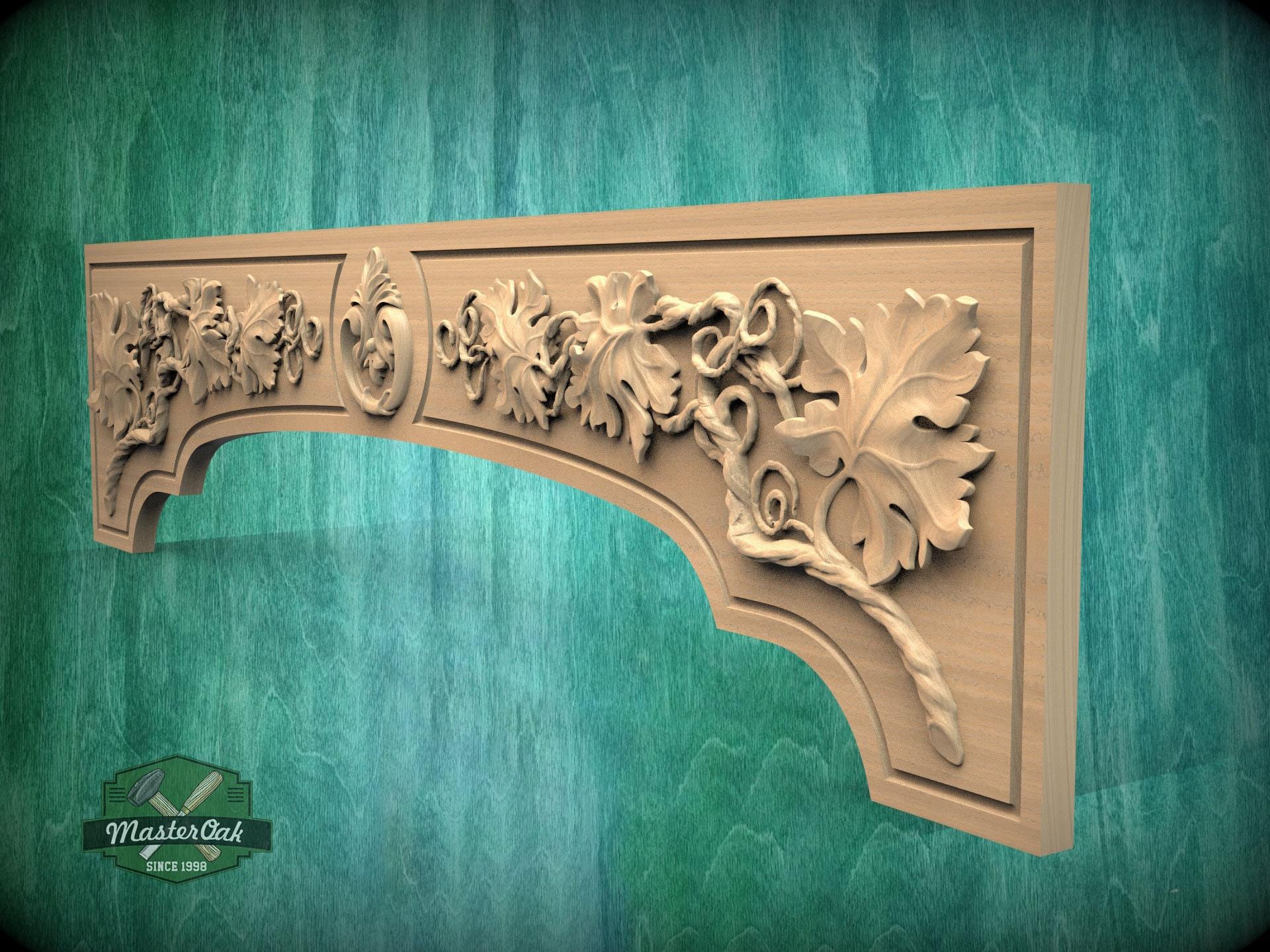 Elegant Handcrafted Wooden Range Hood Pediment, Vineyard-inspired ...