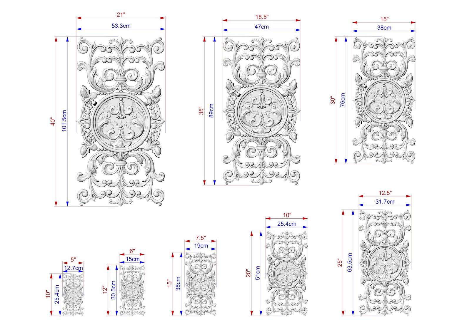 Vertical Filigree Carved Wood Onlay – Intricate Furniture Applique, 1pc ...