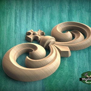 Noble Cross and Spiral Wood Onlay – Classical Elegance for Interiors, 1 ...