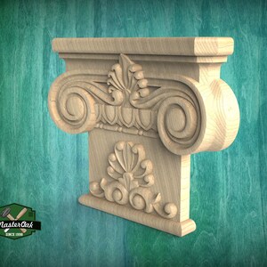 Elegant Ionic Wooden Column Capital, Carved Wooden Capital, 1 Piece ...