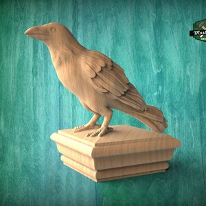Raven Wooden Finial for Staircase Newel Post #1, Crow Finial Bed Post ...
