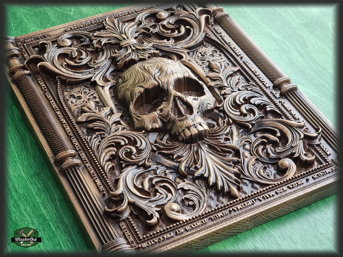 Skull Carved Panel Made of Wood Wood Wall Art Carved Skull - Etsy