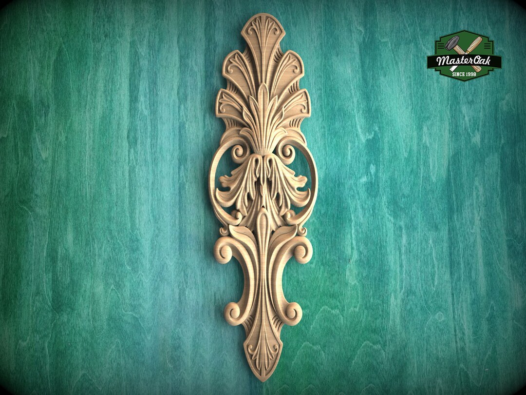 Acanthus Leaf Wood Carving Onlay With Elegant Scrolls, Furniture ...
