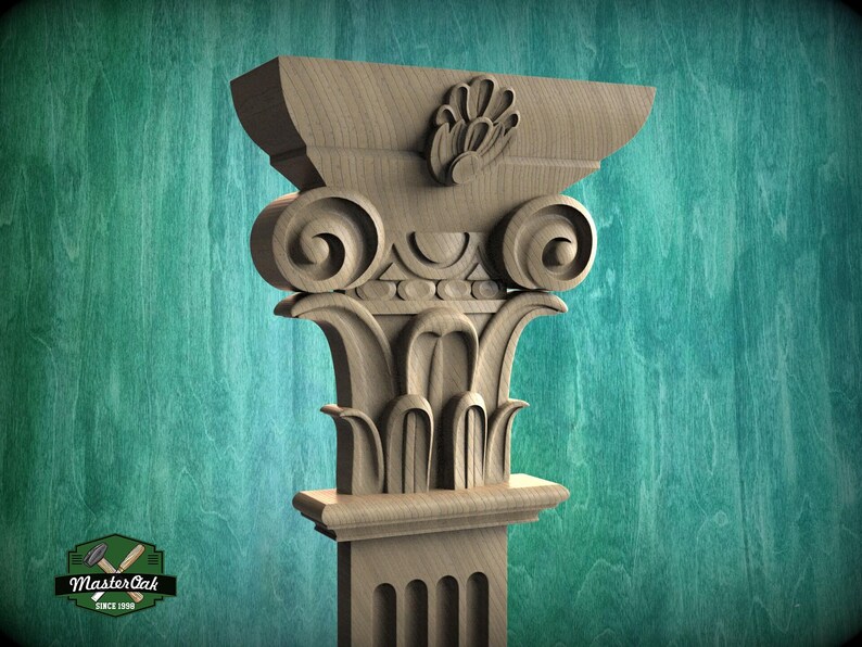 Wood Carved Regal Ionic Column Pilaster, Classical Wood Ionic Pilaster ...