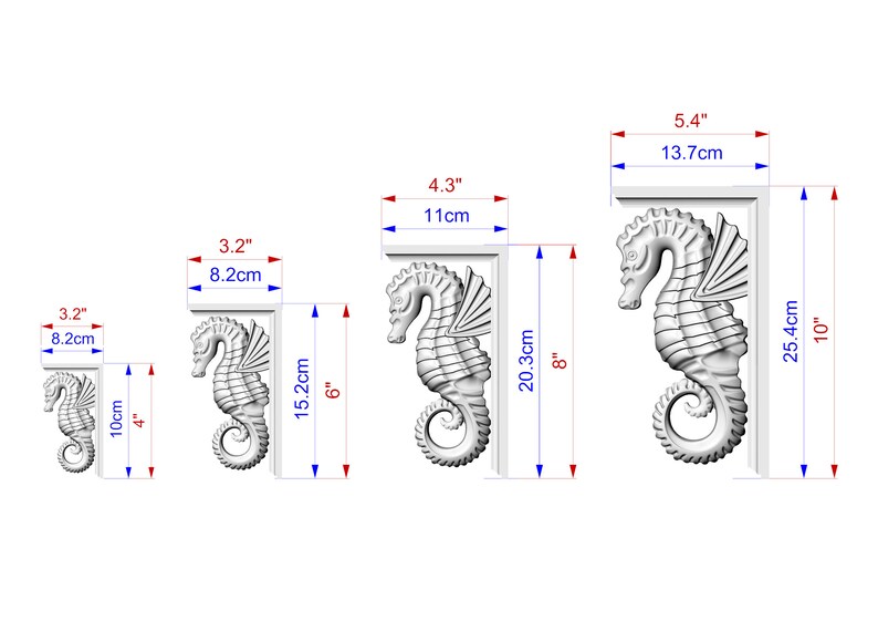 Seahorse Corbel of Wood Unpainted Seahorse Bracket Carved - Etsy