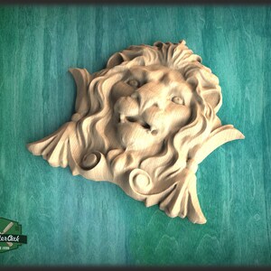 Wooden Lion Head, Carved Lion Head, Unpainted, 1pc, Applique Furniture ...