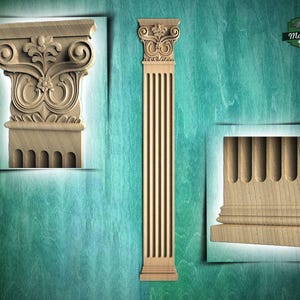 Wooden Carved Classic Corinthian Column Pilaster, Wood Ionic Pilaster ...