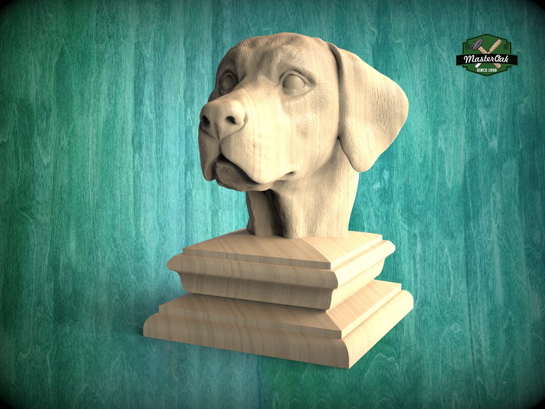 Labrador Statue #2 Made of Wood, Labrador Wooden Finial for Staircase ...