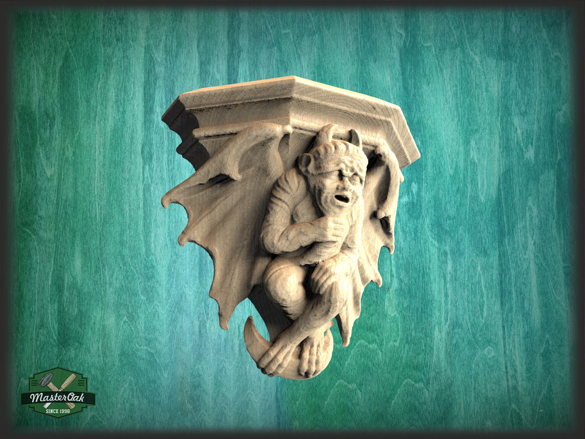 Devil Gargoyle of Wood Carved Gothic Corbel Gargoyle - Etsy