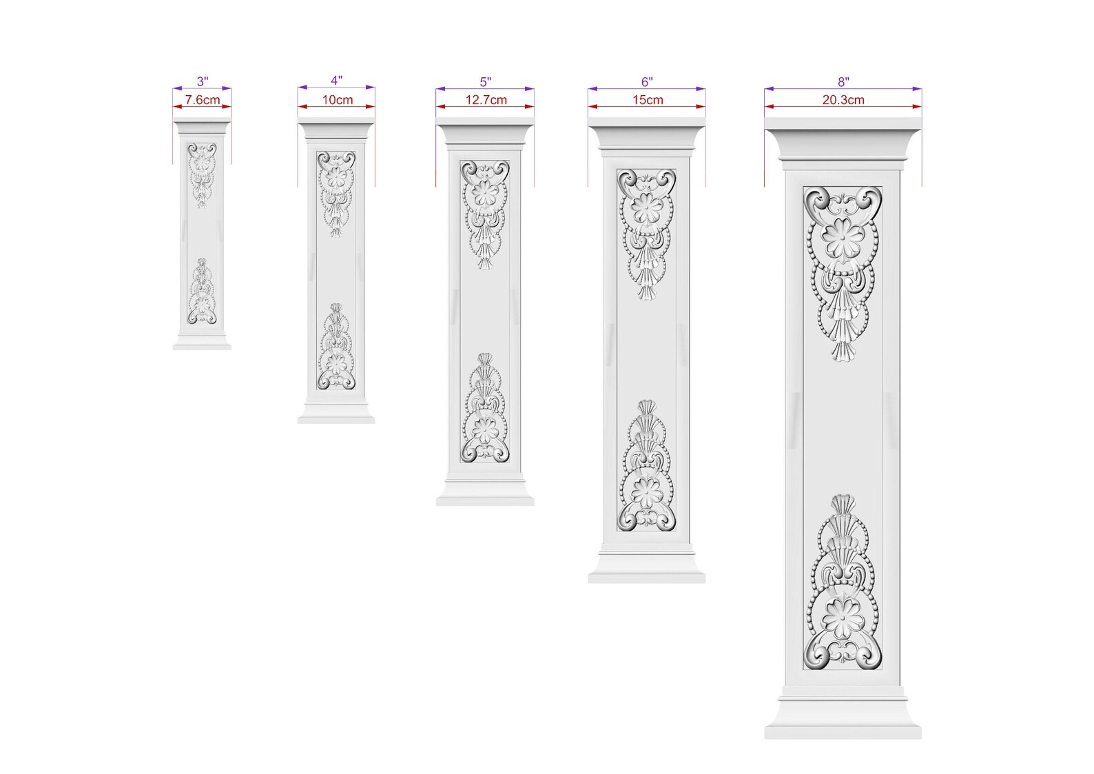 Ornate Wood Carved Architectural Pilaster for Interior, Unfinished ...