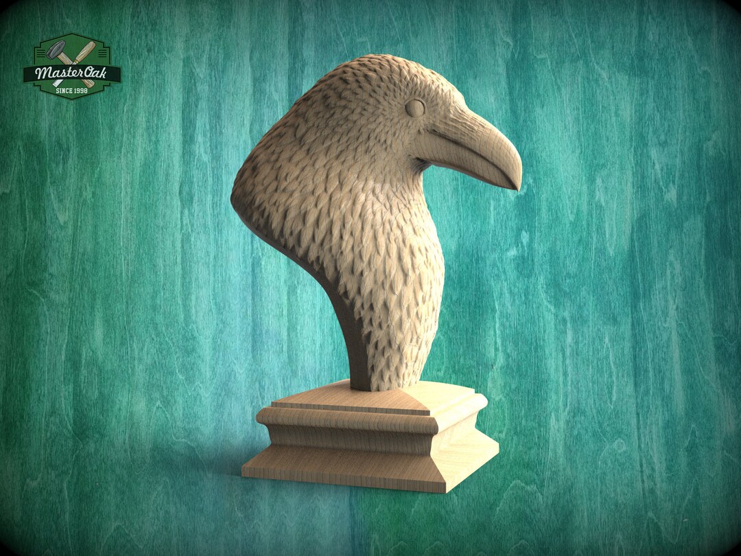 Crow Wooden Finial for Staircase Newel Post, Raven Finial Bed Post ...