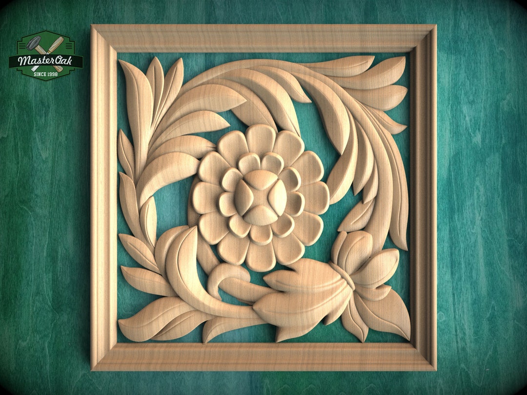 Elegant Floral Wood Carving in Frame – Nature-inspired Wall Decor ...